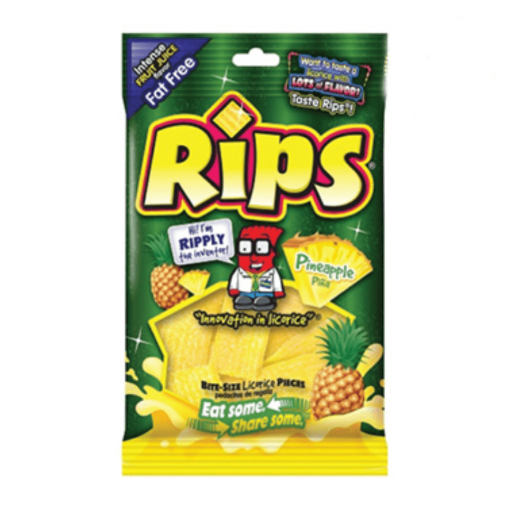 Rips Licorice Pineapple 12x4oz - Pacific Candy Wholesale
