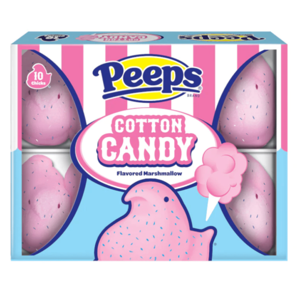 Just Born Peeps Marshmallow Chicks Cotton Candy Ten Pack Easter 36x3oz ...