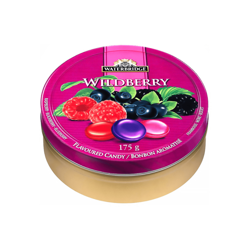 Waterbridge Wild Berry Fruit Tin British 9x175g - Pacific Candy Wholesale