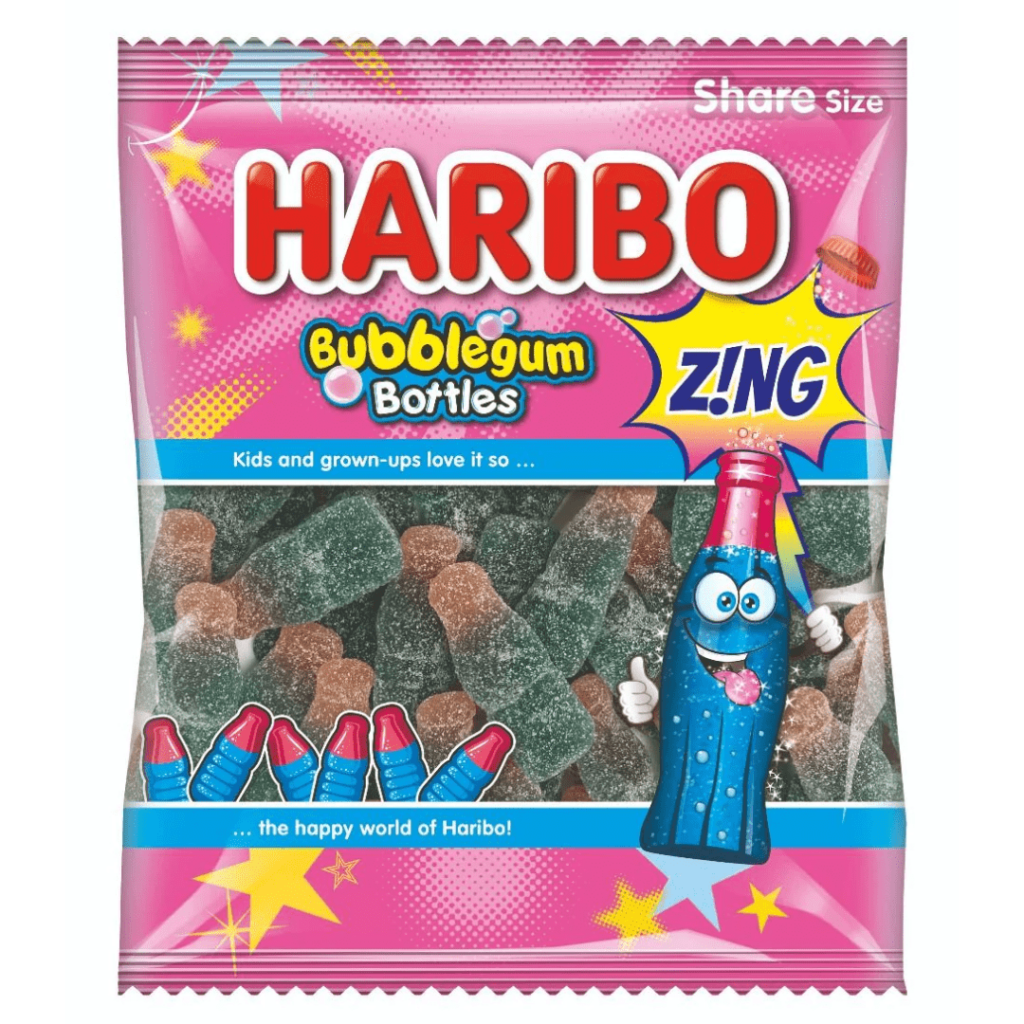Haribo Bubblegum Bottles British 12x160g - Pacific Candy Wholesale