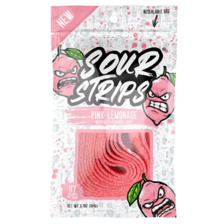 Sour Strips Pink Lemonade 12x96g - Pacific Candy Wholesale