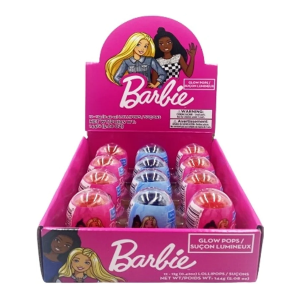 Exclusive Brands Barbie Glow Pops 12 - Pacific Candy Wholesale