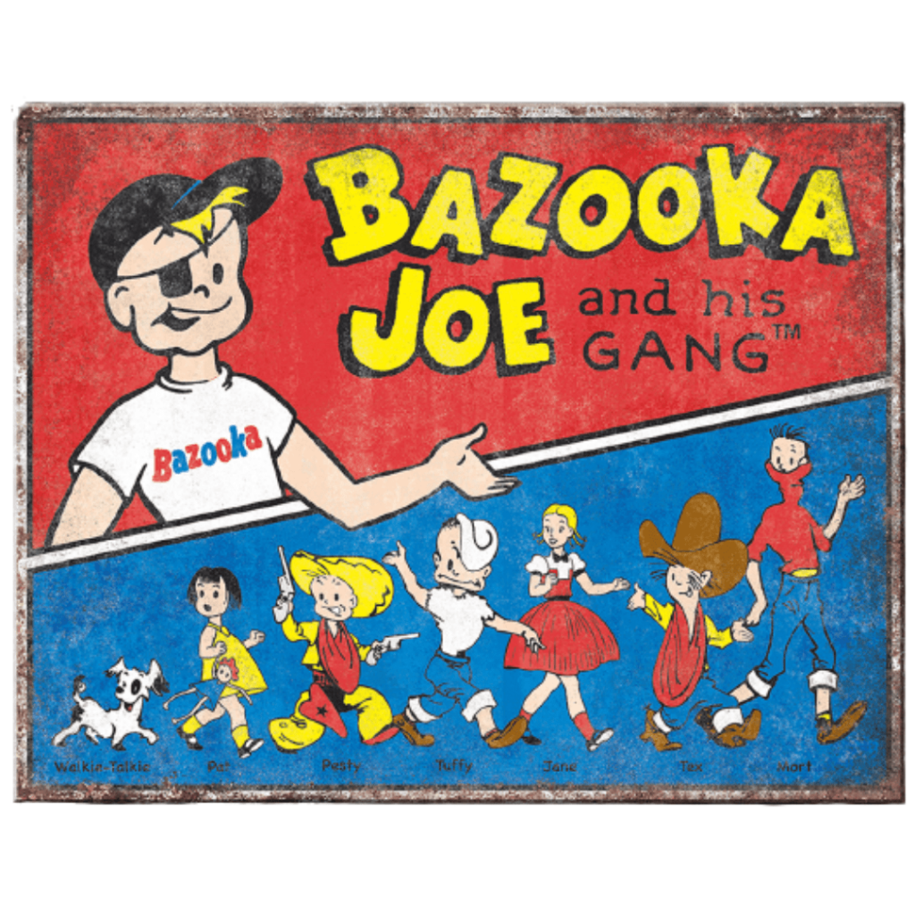 Metal Sign Bazooka Joe and His Gang 16"x12.5" - Pacific Candy Wholesale