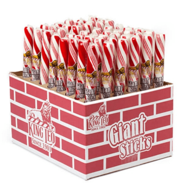 King Leo Giant Sticks Peppermint 48x3.5oz - Pacific Candy Wholesale