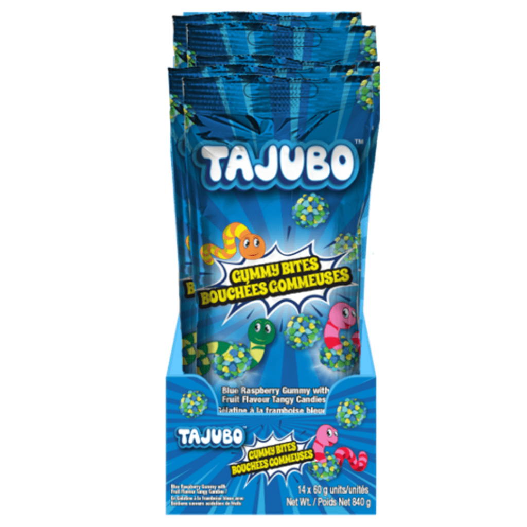 Tajubo Gummy Bites Blue Raspberry 24x60g - Pacific Candy Wholesale