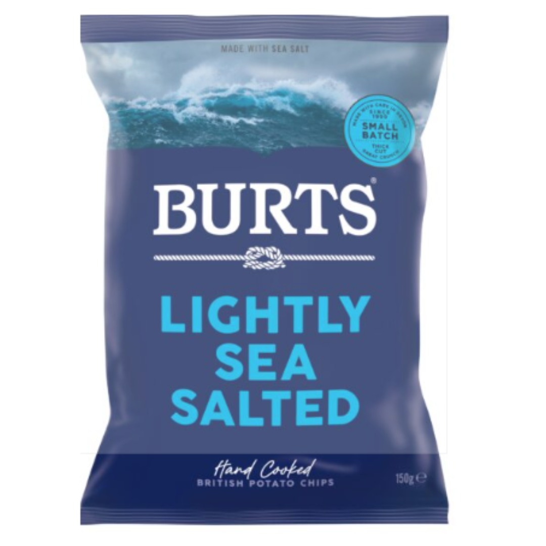Burts Lightly Sea Salted Hand Cooked Potato Chips British 10x150g ...