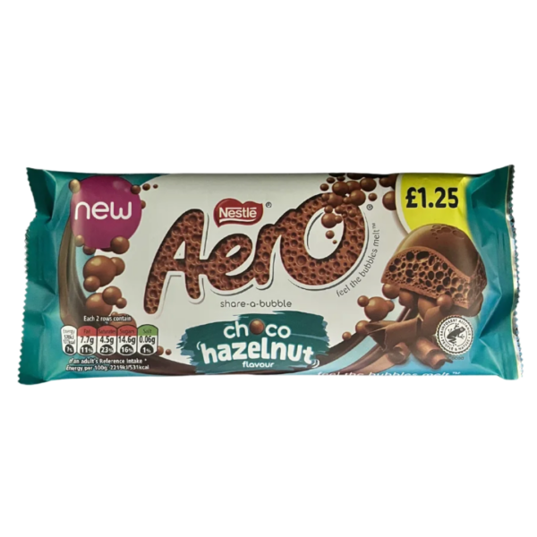 Nestle Aero Choco Hazelnut Sharing Bar Price Marked British 15x90g ...