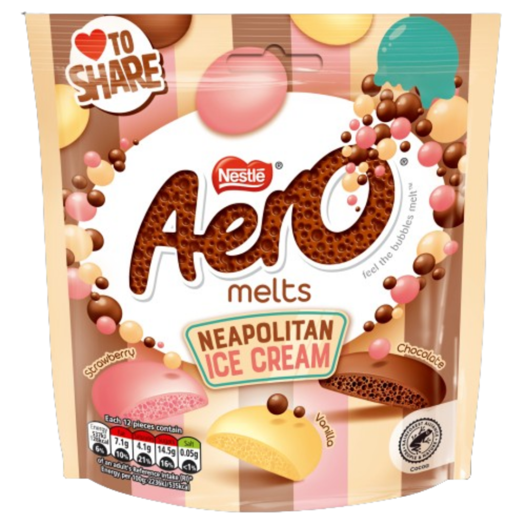Nestle Aero Melts Neapolitan Ice Cream British Peg Bag 8x86g - Pacific ...