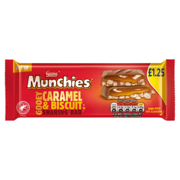 Nestle Munchies Caramel and Biscuit Chocolate Sharing Bar Price Marked ...