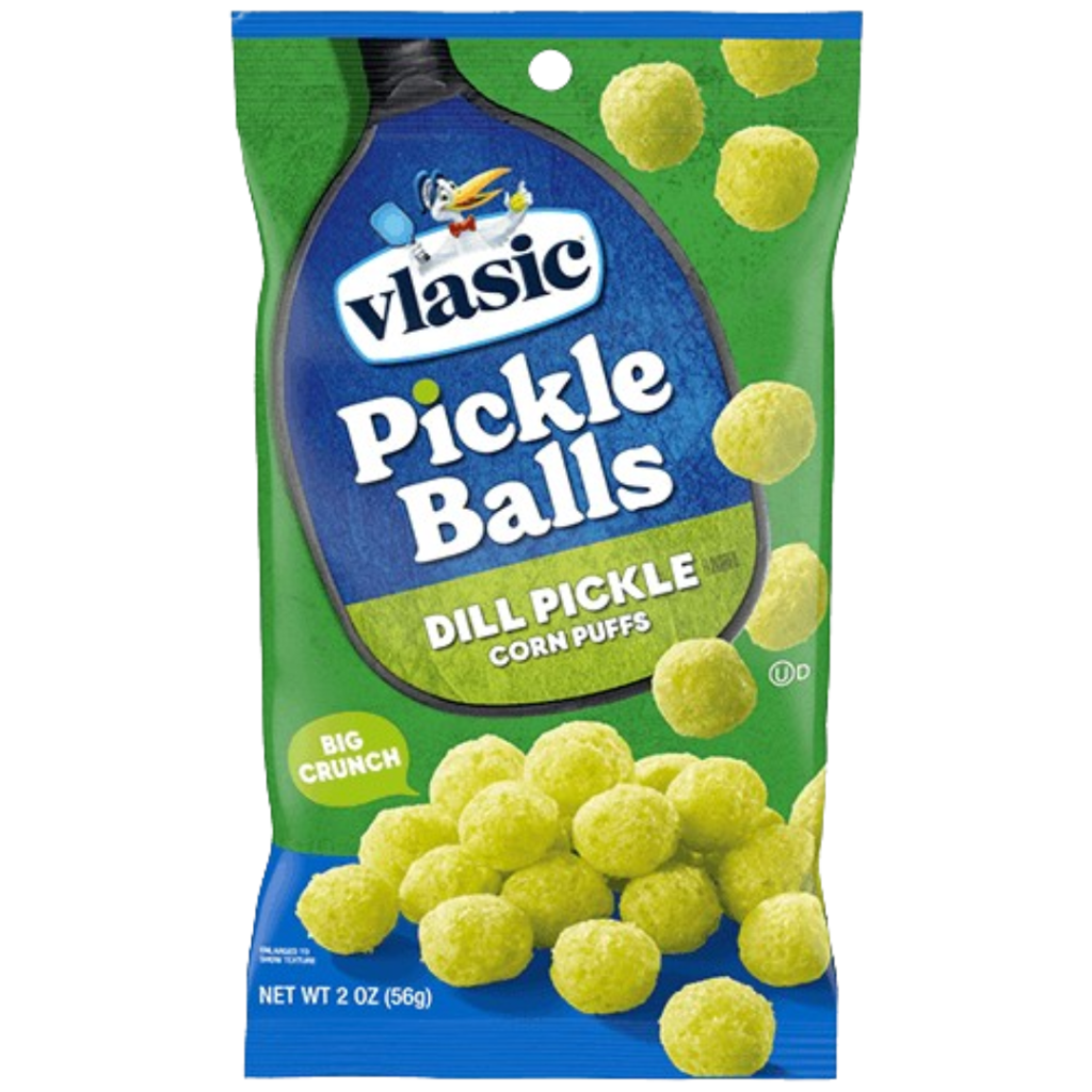 Vlasic Pickle Balls Corn Puffs Peg Bag 12x2oz - Pacific Candy Wholesale