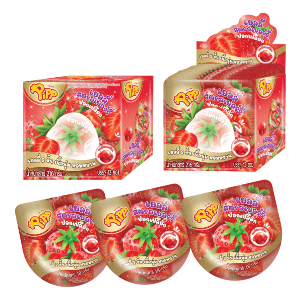Pipp Peelable Gummy Candy Strawberry Thailand 12x40g - Pacific Candy East